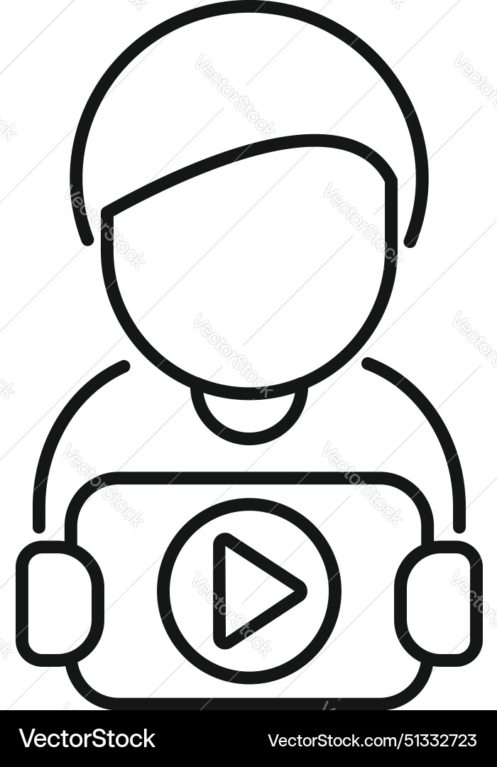 Gamer icon with headset and play button Royalty Free Vector