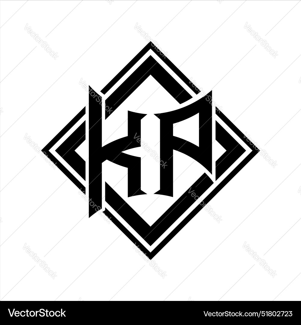 Kp letter logo with abstract shield shape Vector Image