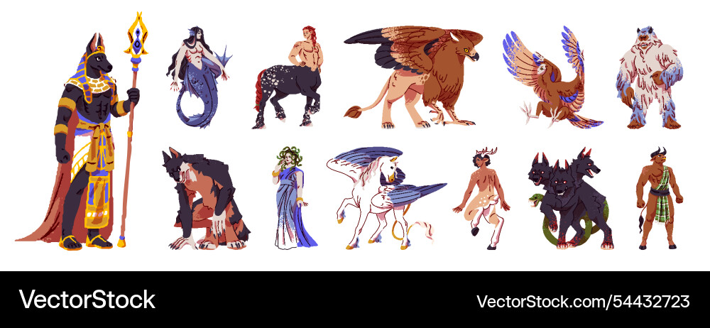 Mythical creatures set different fantastic Vector Image