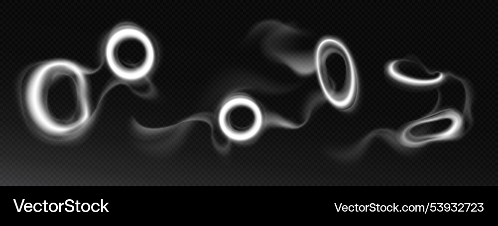 Smoke rings set isolated on transparent background