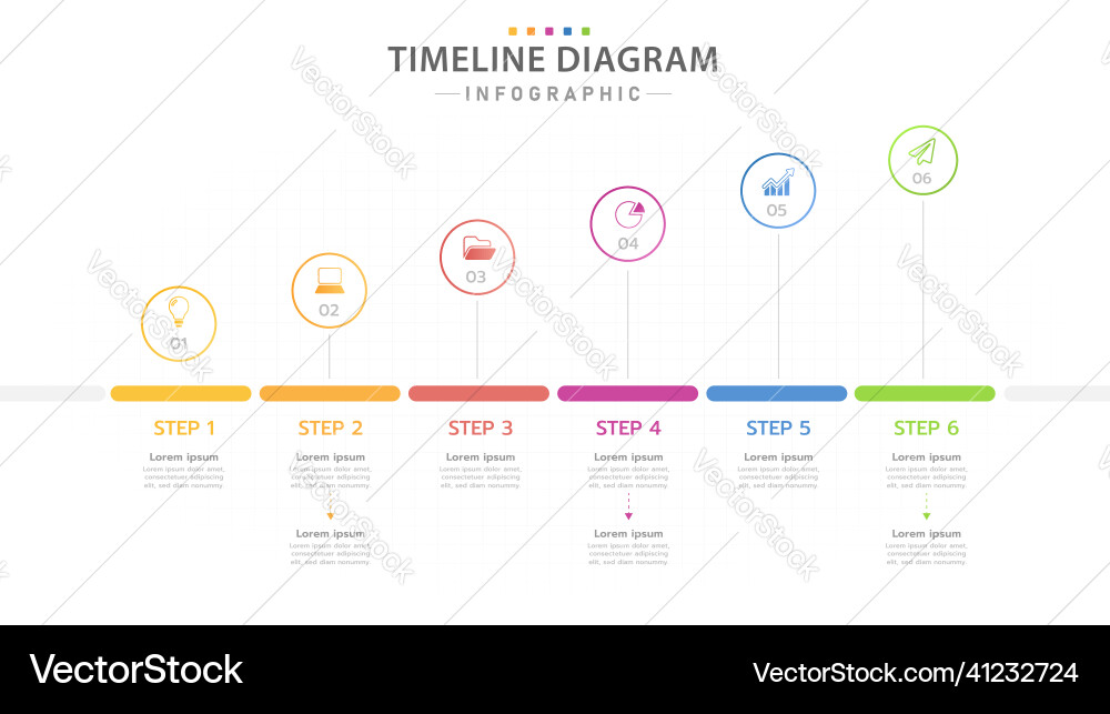 6 Steps Timeline Calendar Diagram Royalty Free Vector Image