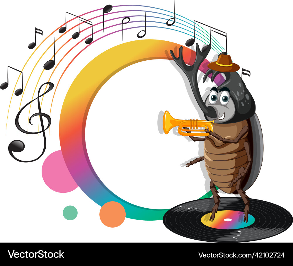 A beetle playing trumpet cartoon character Vector Image