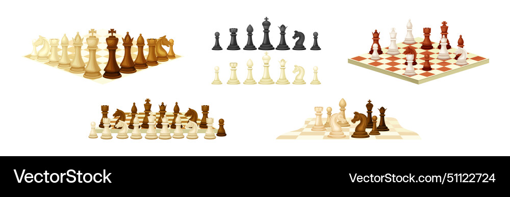 Chess pieces for strategic board game set Vector Image