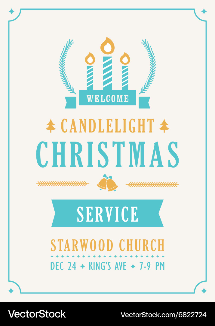 Christmas candlelight service church invitation Vector Image