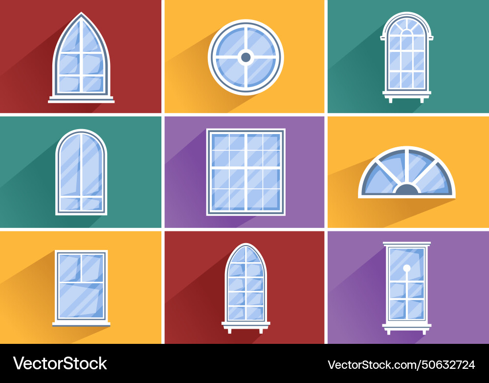 House architecture with doors and windows various Vector Image
