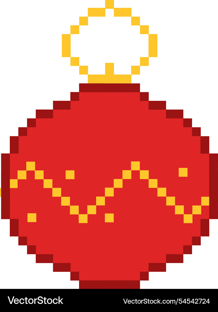 Pixel art red christmas ornament with pattern Vector Image