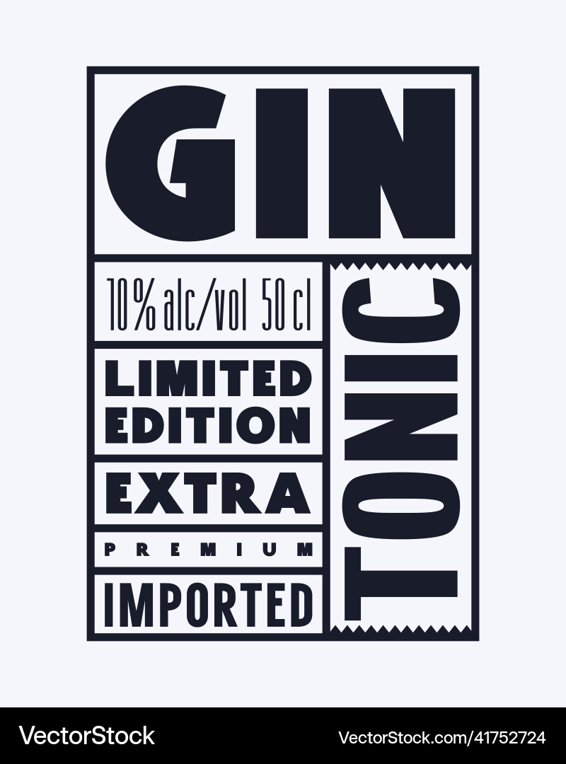 Template label for gin tonic Royalty Free Vector Image