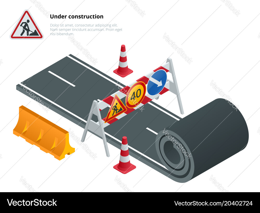 Under construction of road Royalty Free Vector Image