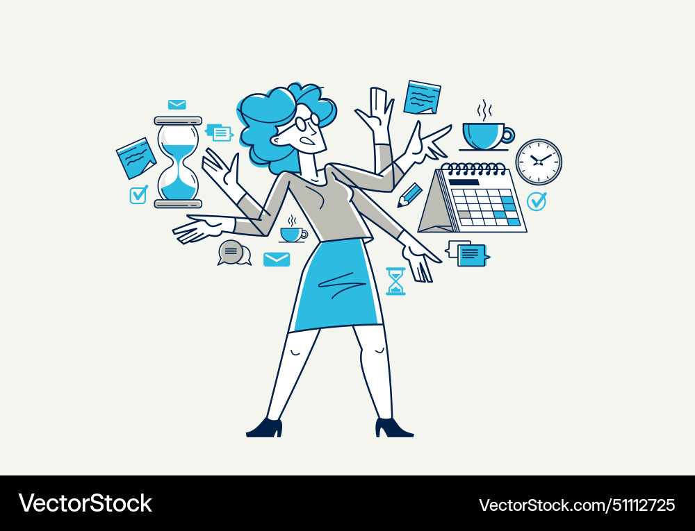 Business worker planning tasks and create time Vector Image