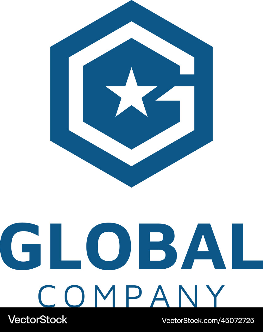 Hexagon with initial g and star logo design Vector Image