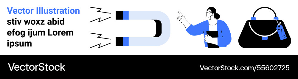 Magnet attracting objects next to a person Vector Image