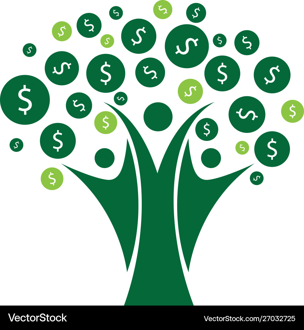 Money tree prosperity symbol logo Royalty Free Vector Image