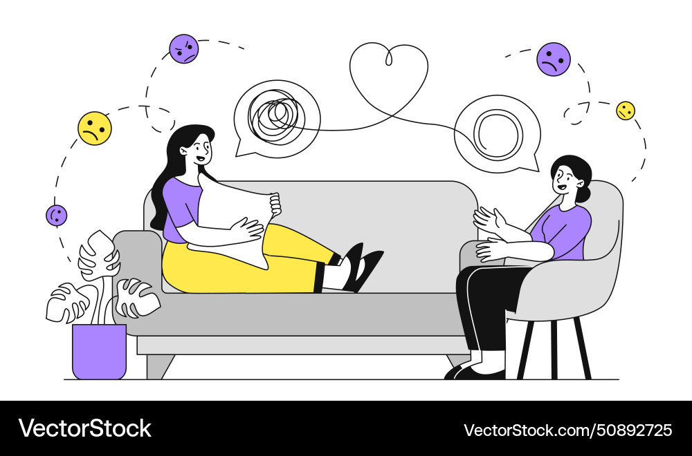 Psychologist with client doodle Royalty Free Vector Image