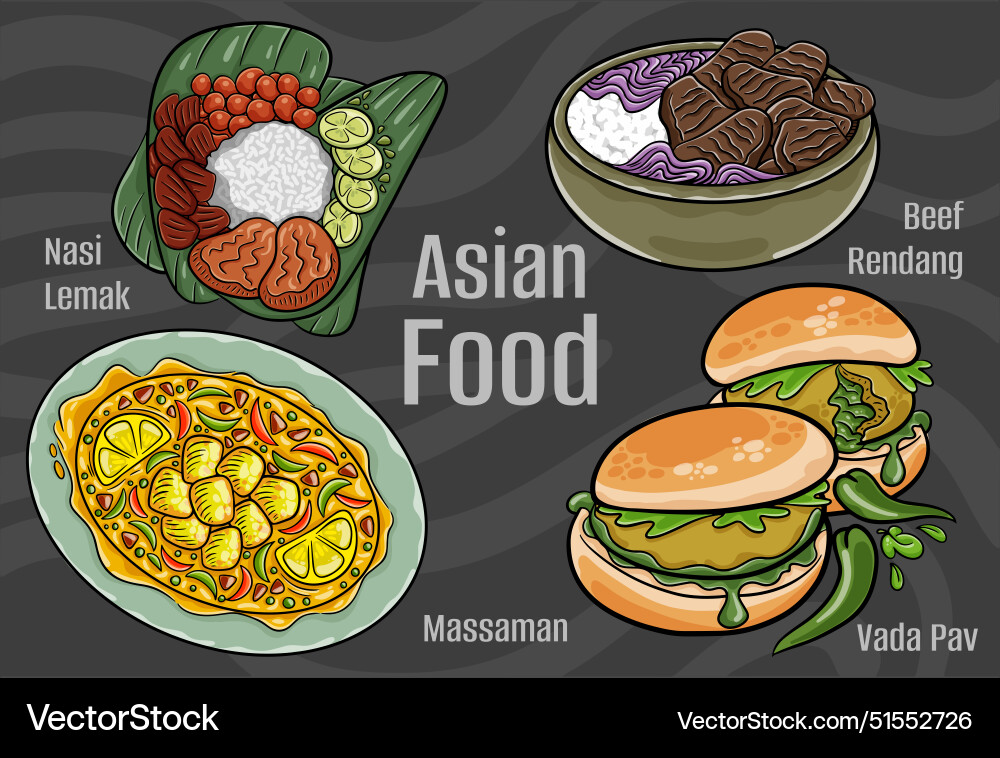 Asian food clipart hand-drawn Royalty Free Vector Image