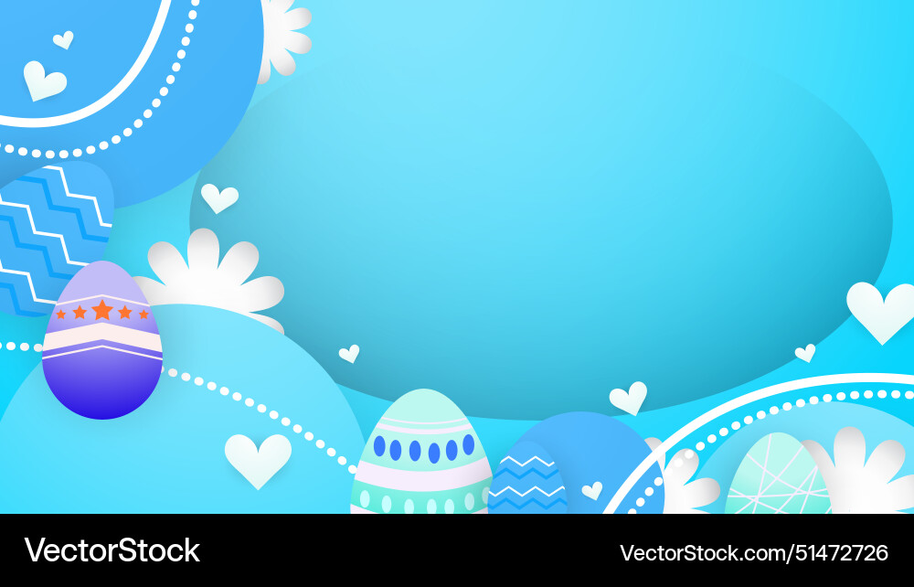 Blue and white happy easter background greeting Vector Image