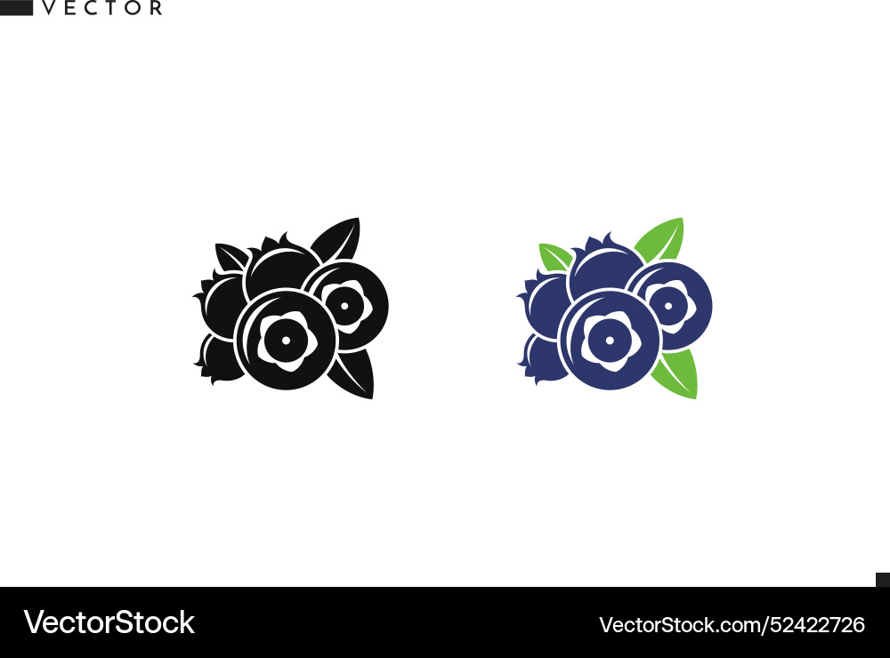 Blueberry with leaves sign Royalty Free Vector Image