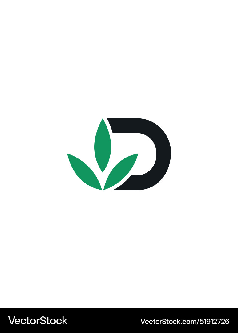 D green leaf letter design logo Royalty Free Vector Image