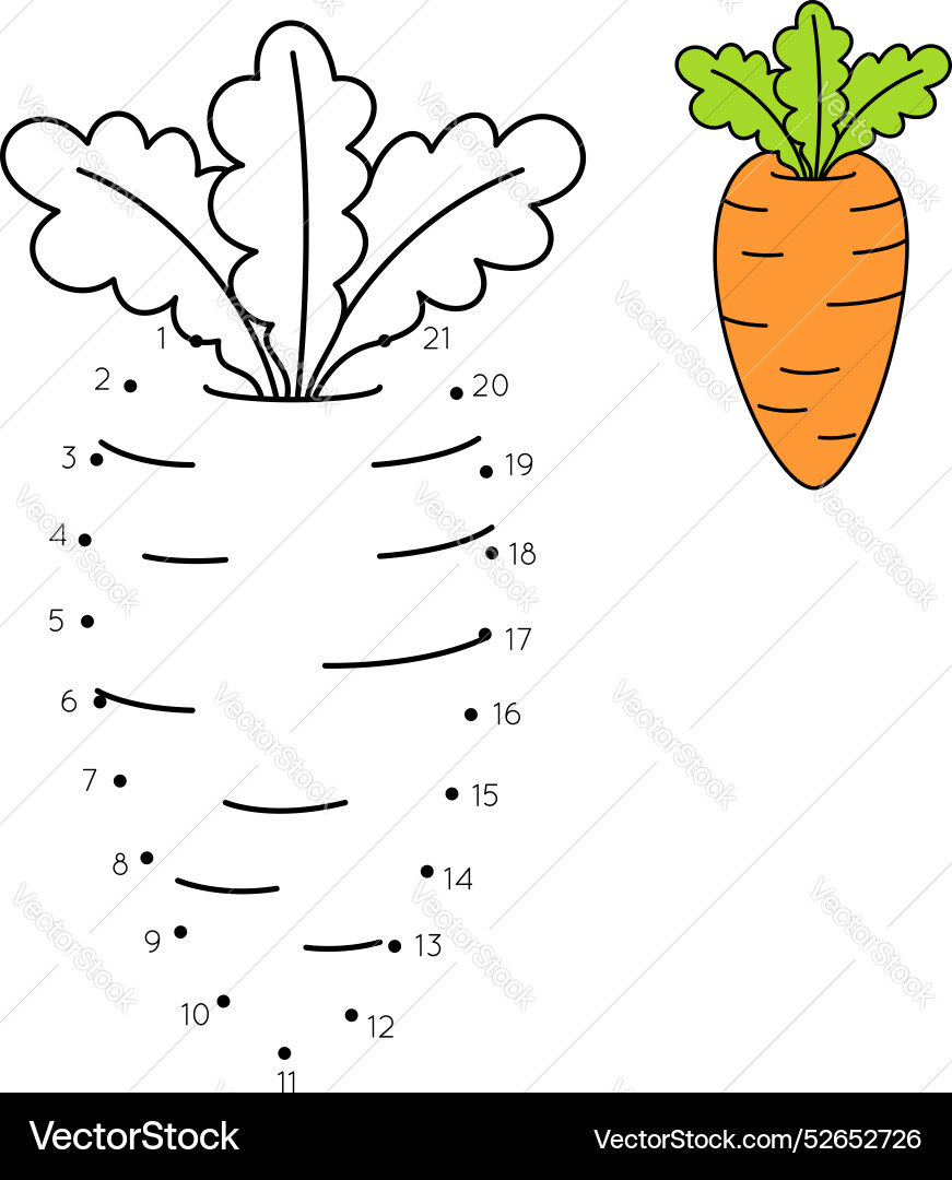 Dot to dot carrot worksheet Aktivität für Kinder