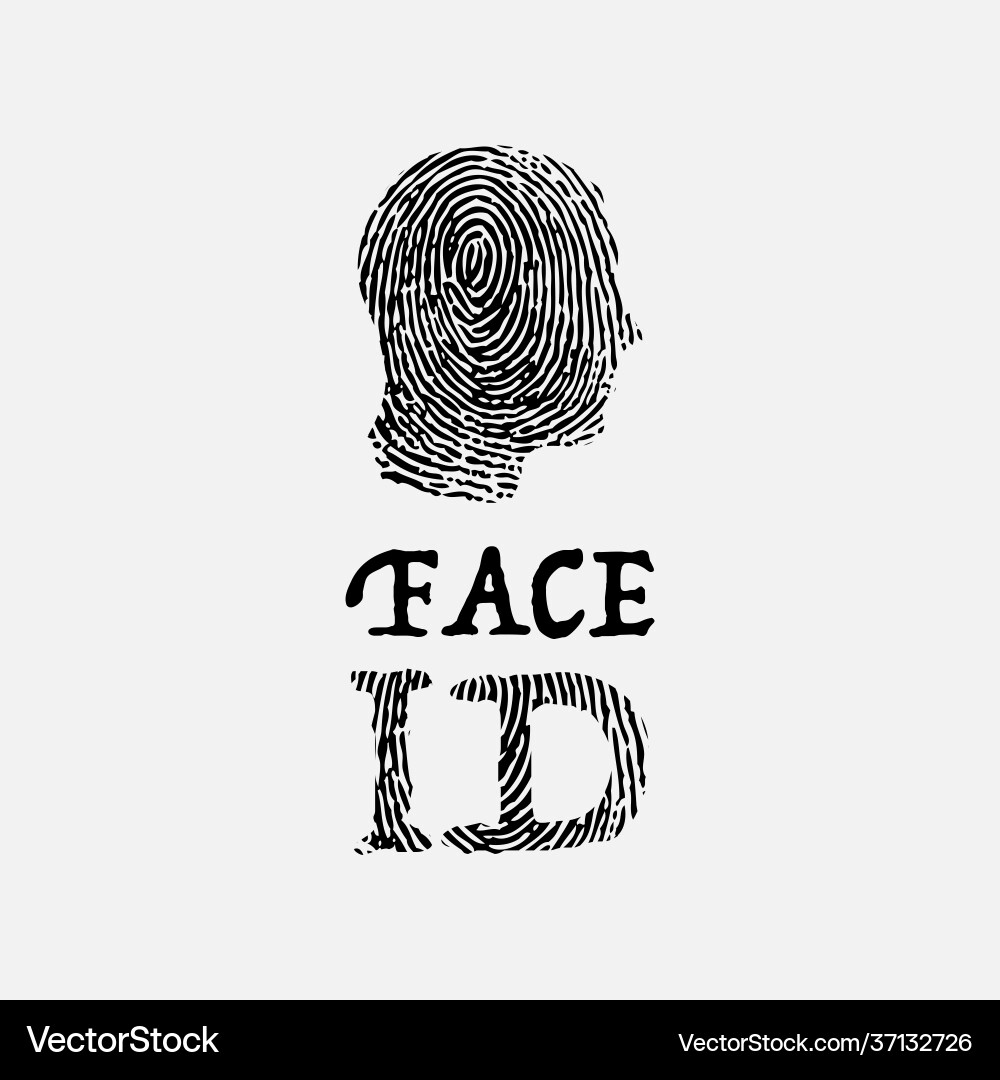 Face id background with fingerprint Royalty Free Vector