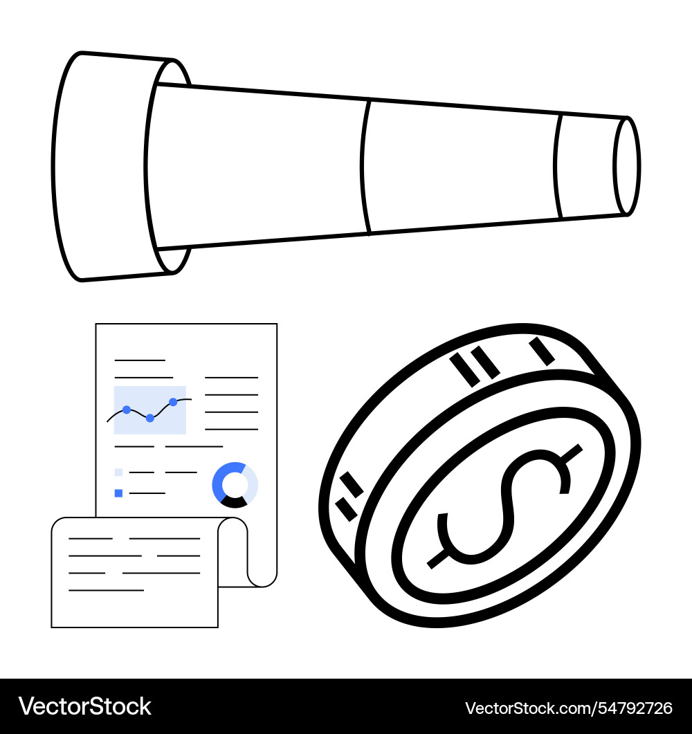 Financial analysis concept with telescope dollar Vector Image