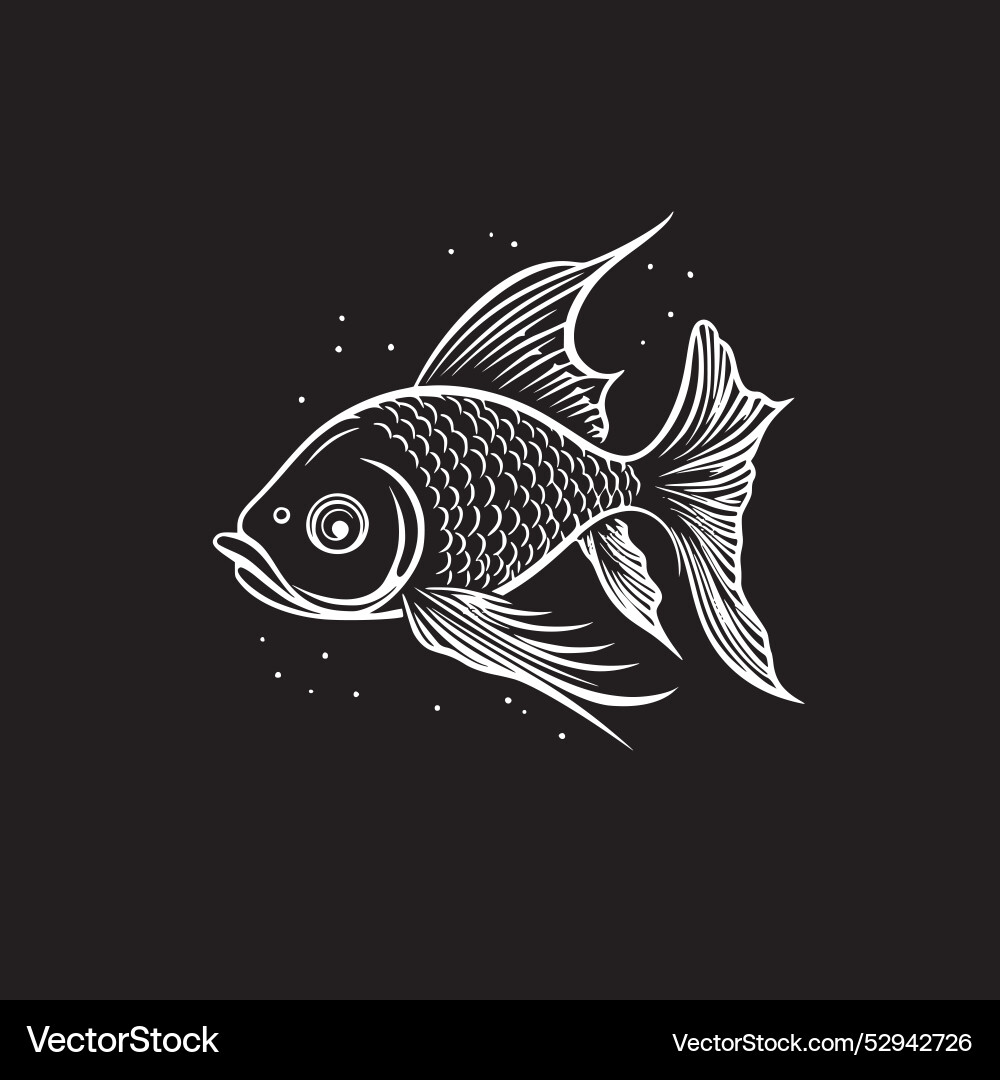 Goldfish - black and white Royalty Free Vector Image