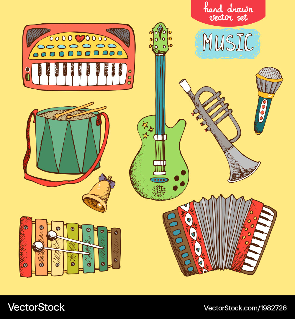Hand drawn musical instrument Royalty Free Vector Image