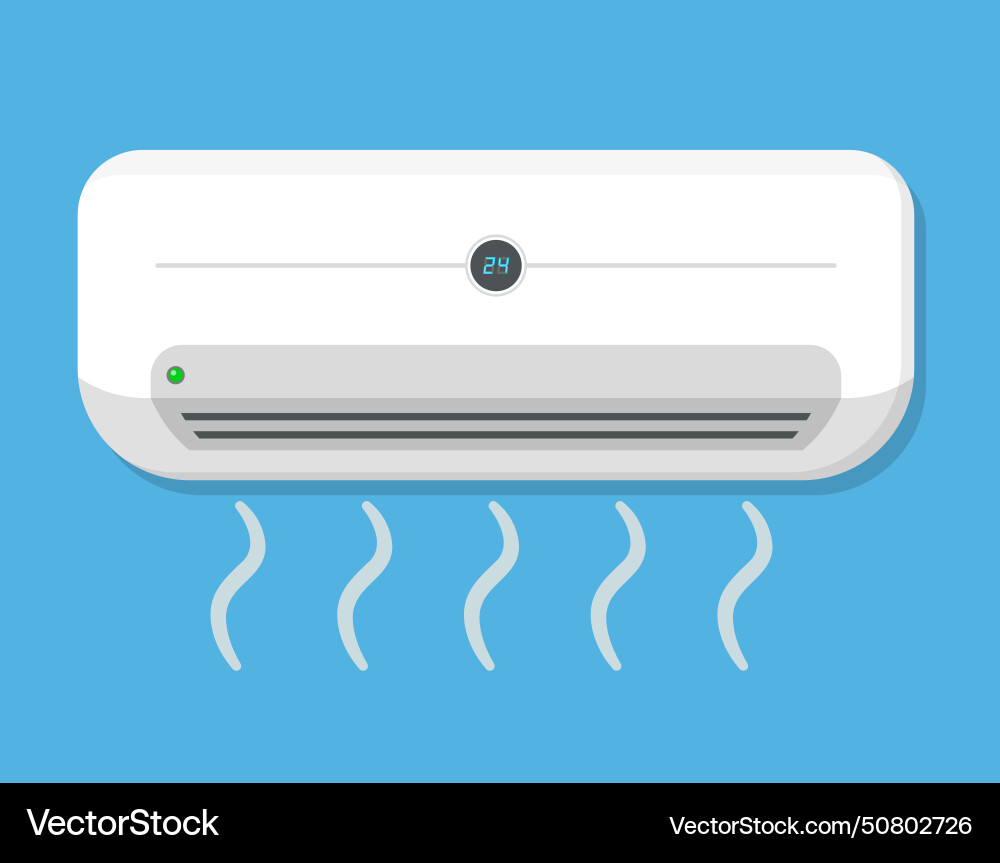 Home air conditioner flat design Royalty Free Vector Image