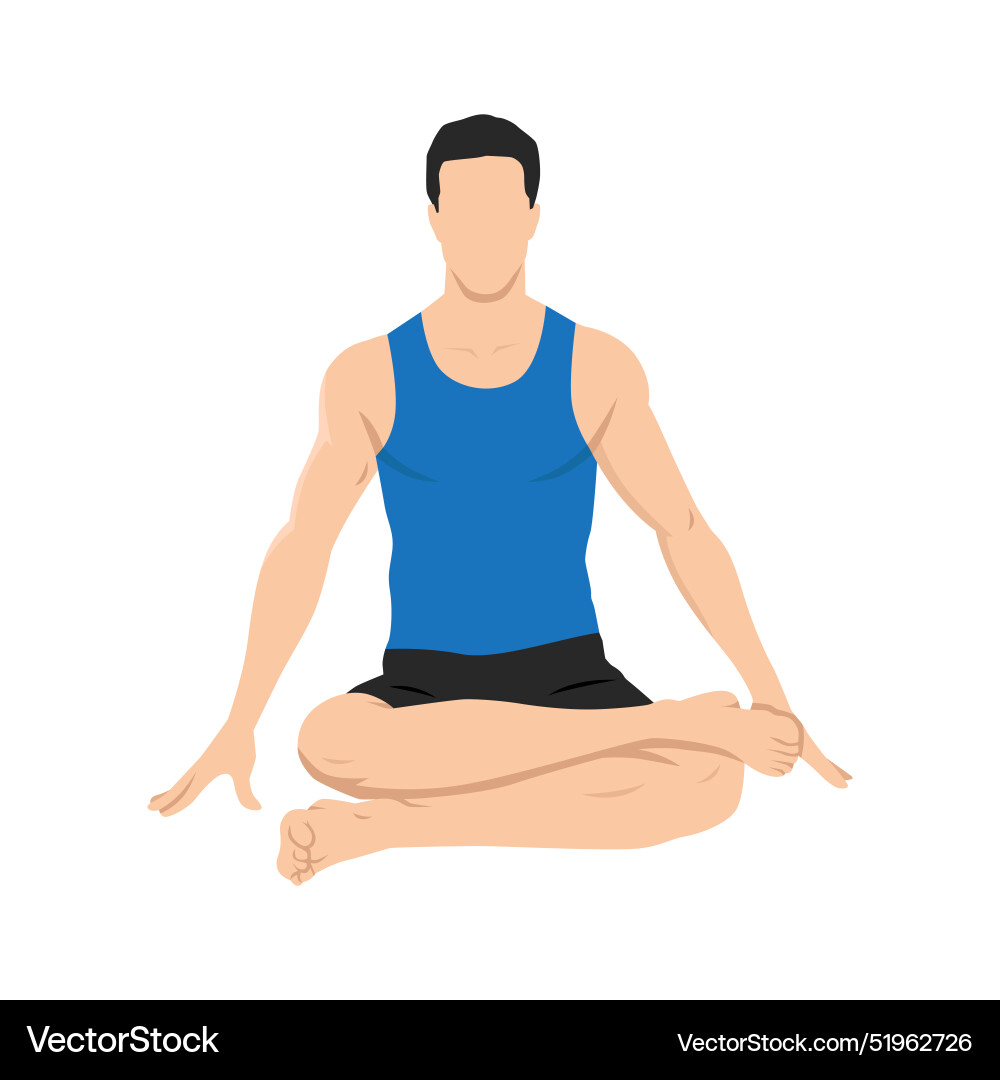Man doing fire log pose or agnistambhasana yoga Vector Image