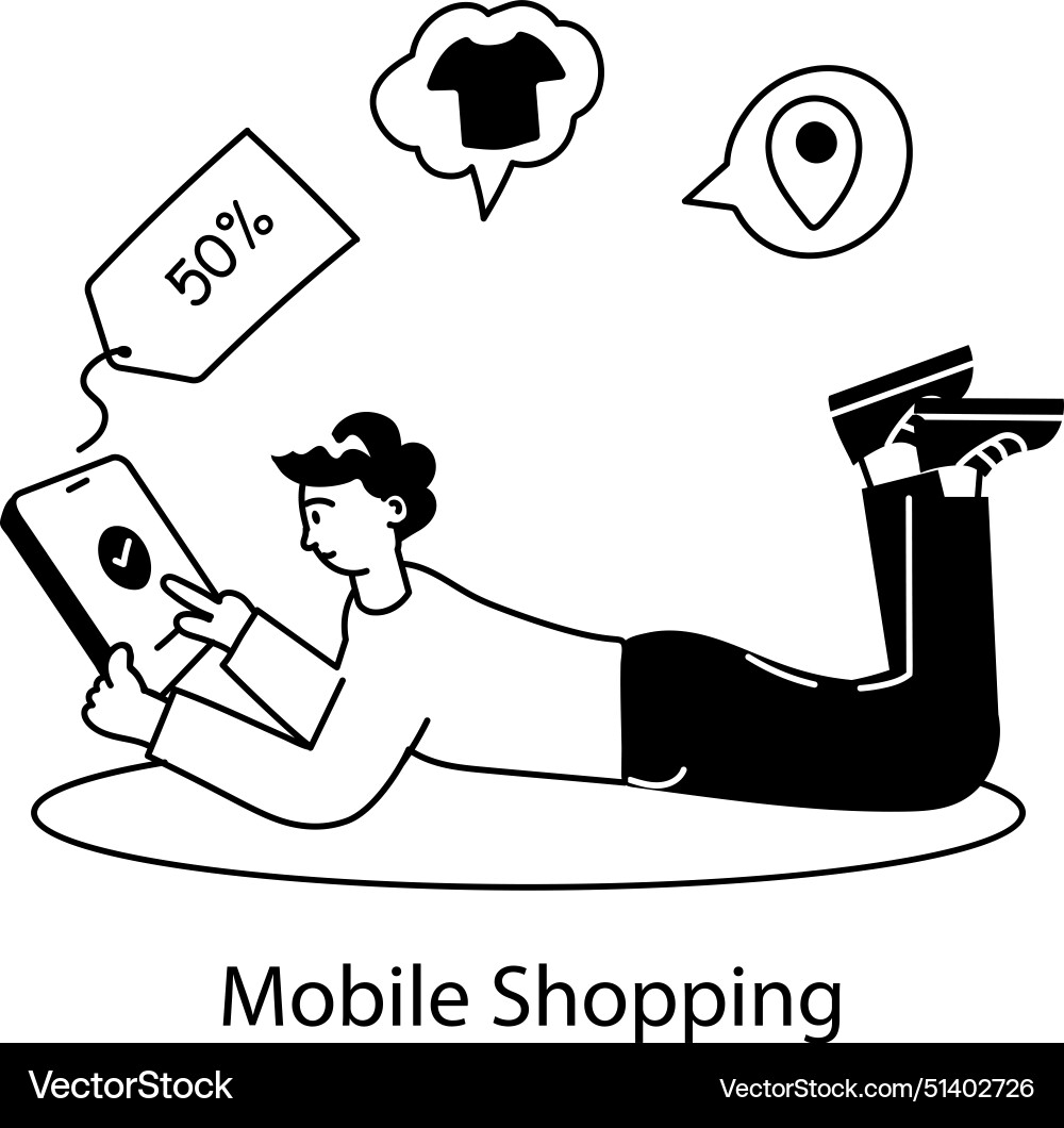 Mobile shopping Royalty Free Vector Image - VectorStock