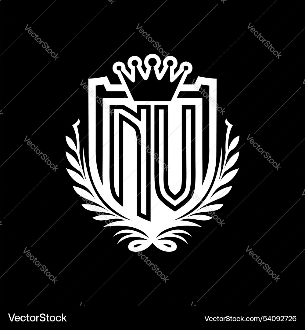 Nv letter logo heraldic shield shape with crown Vector Image