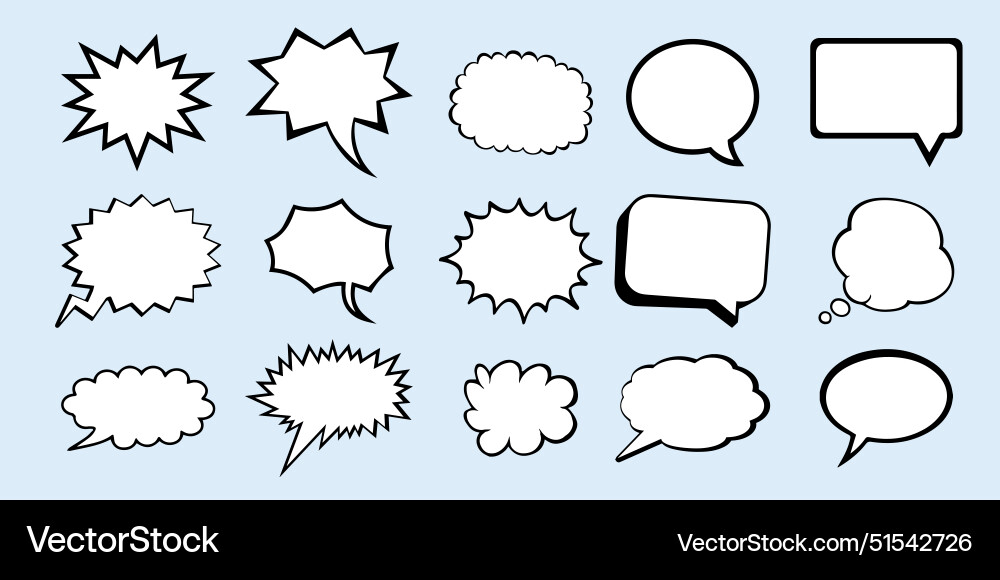 Set collection of flat style speech bubble Vector Image