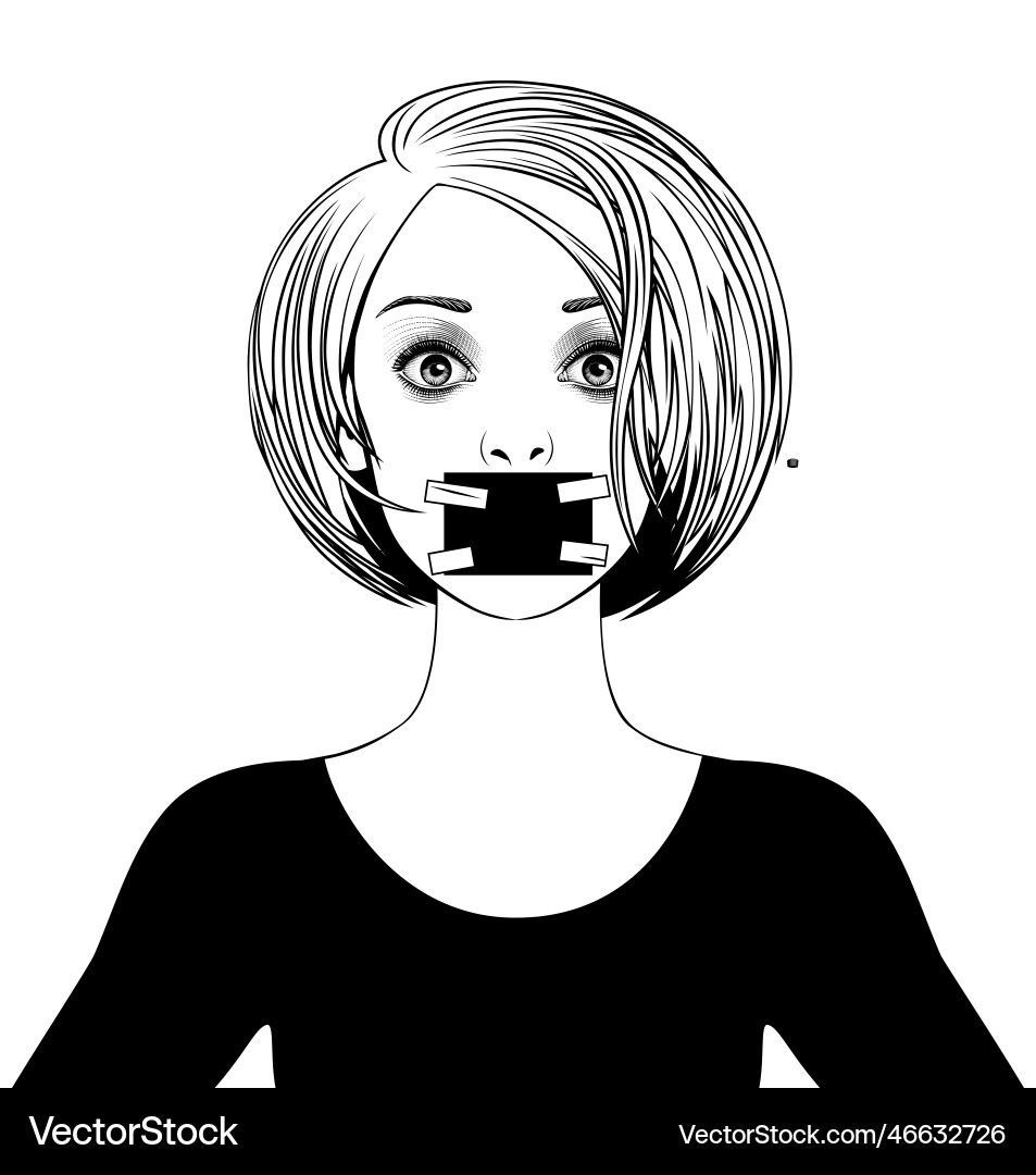 Short-haired blonde girl with a scared face Vector Image