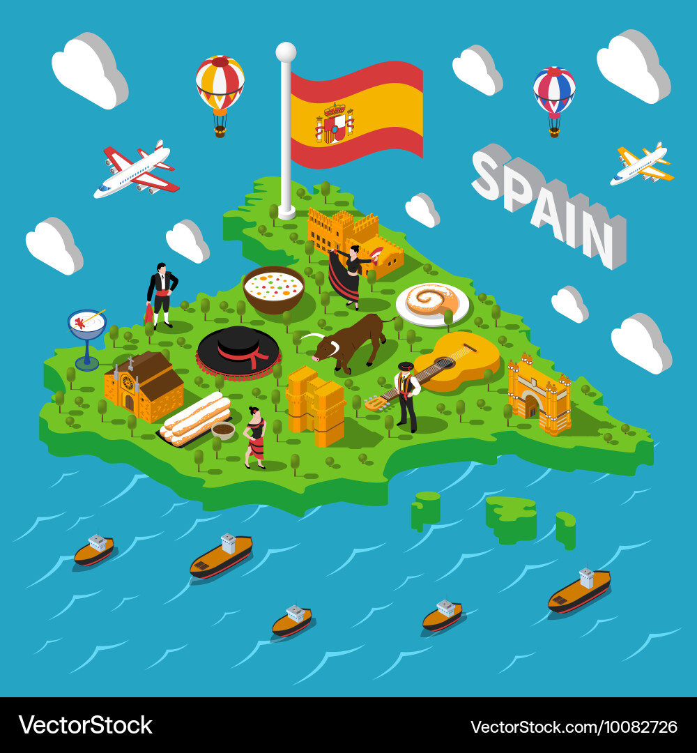 Spain isometric map Royalty Free Vector Image - VectorStock