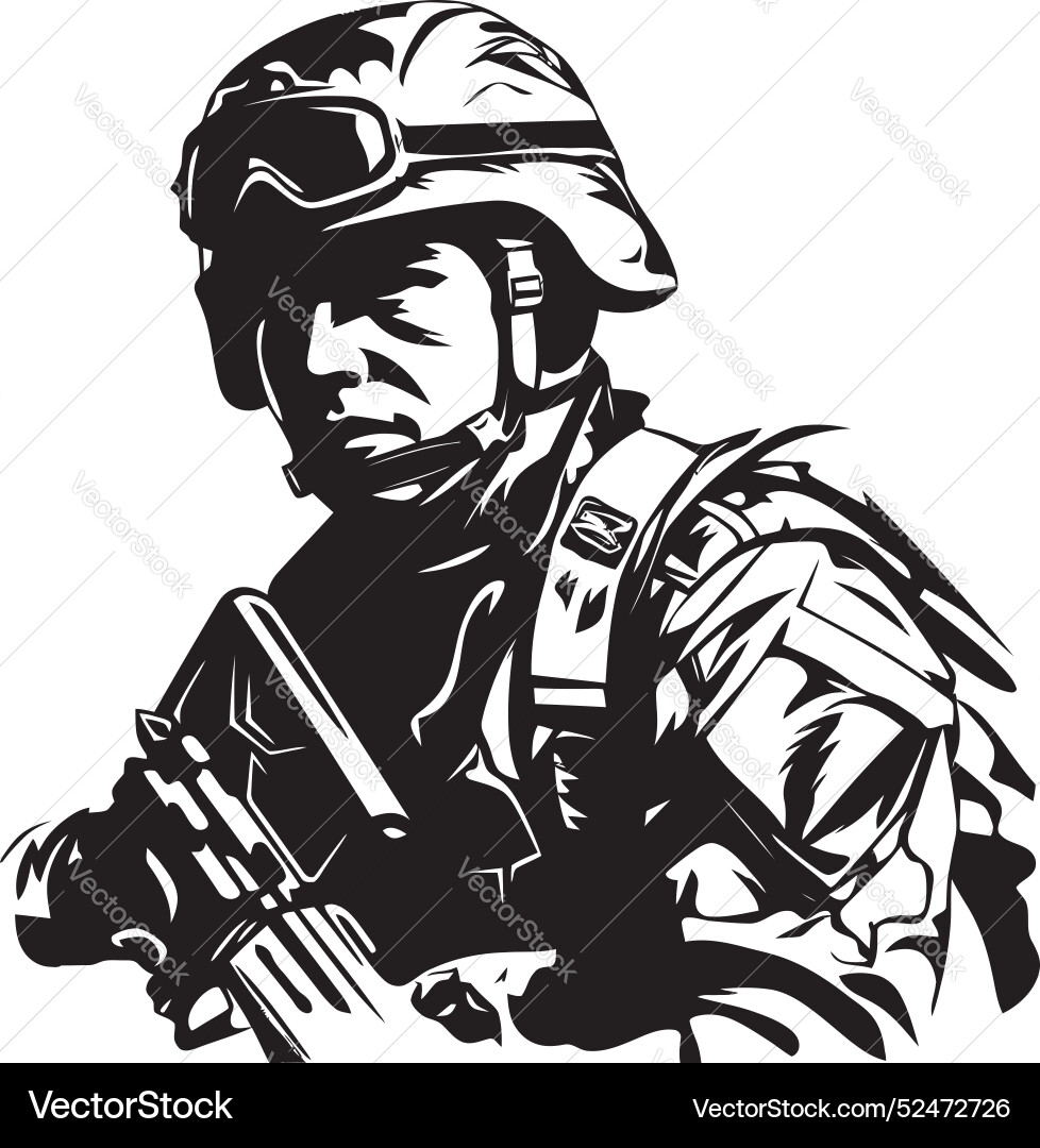 Warrior precision soldier with gun emblem Vector Image