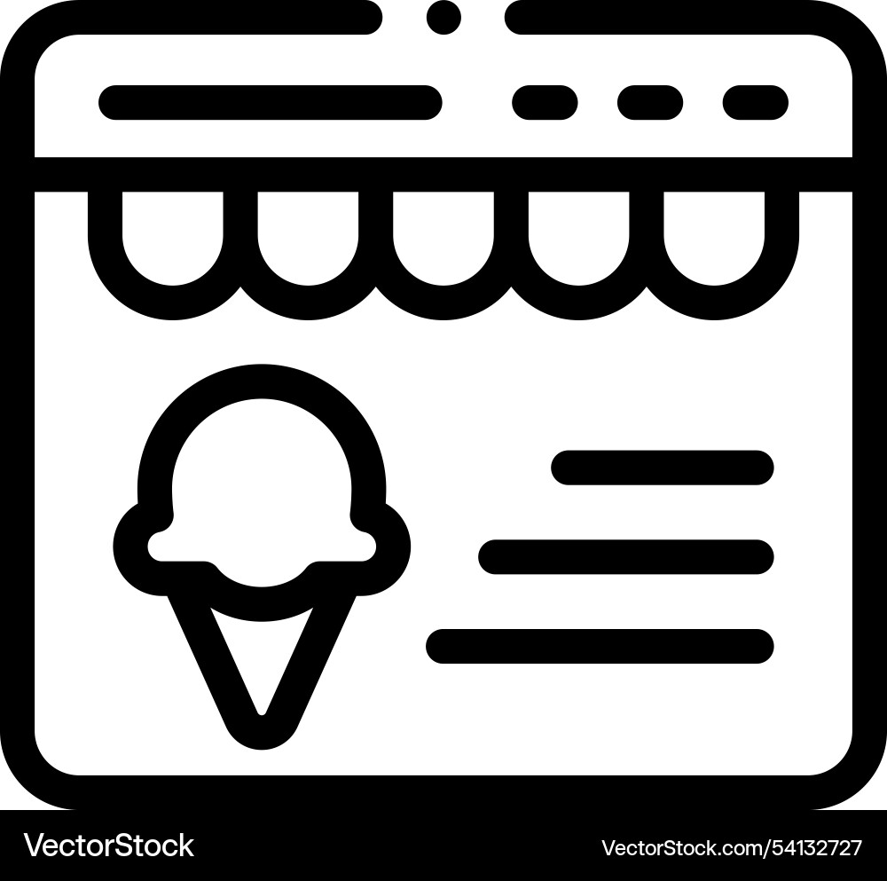 Ice cream shop icon thin linear style design Vector Image