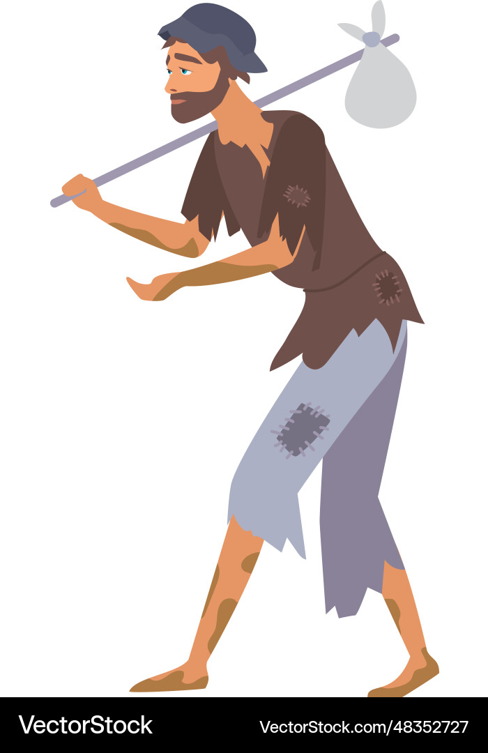 Medieval homeless man Royalty Free Vector Image