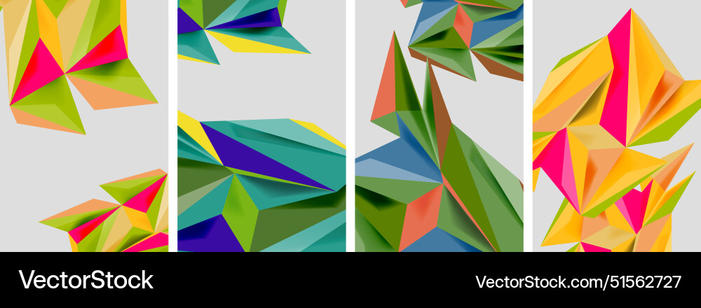 Set of mosaic triangle pattern abstract posters Vector Image