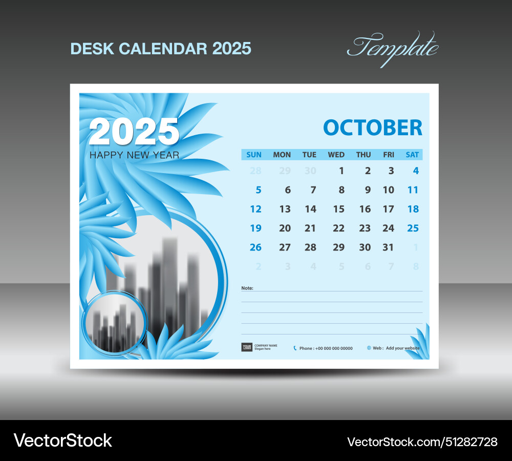 Calendar 2025 design- october template Royalty Free Vector