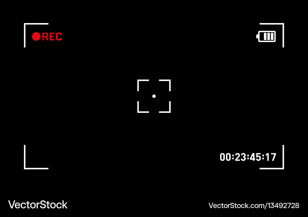 Camera recording viewfinder black screen Vector Image