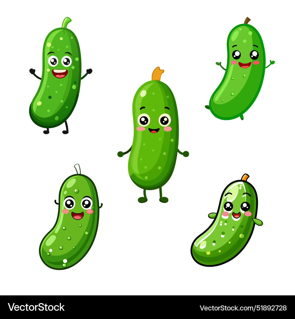 Cute cucumber cartoon character smiling Royalty Free Vector