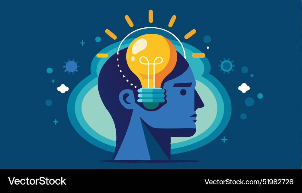 Human head with lightbulb Royalty Free Vector Image