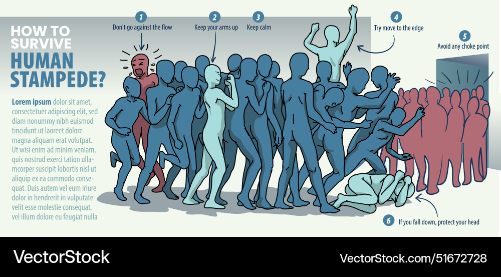 Human stampede infographic Royalty Free Vector Image