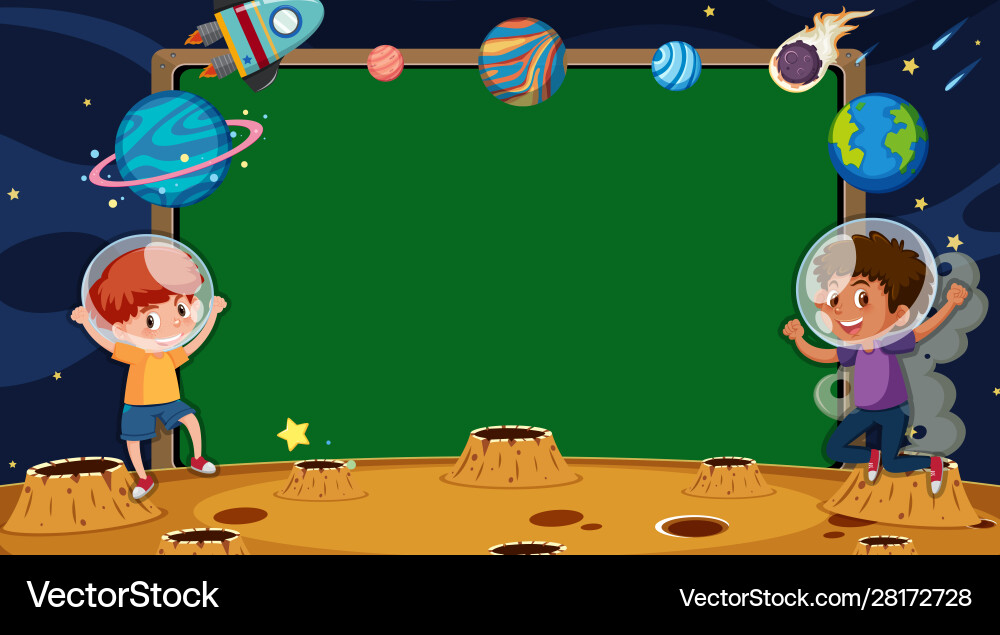 Kids in Space Border Template Royalty Free Vector Image
