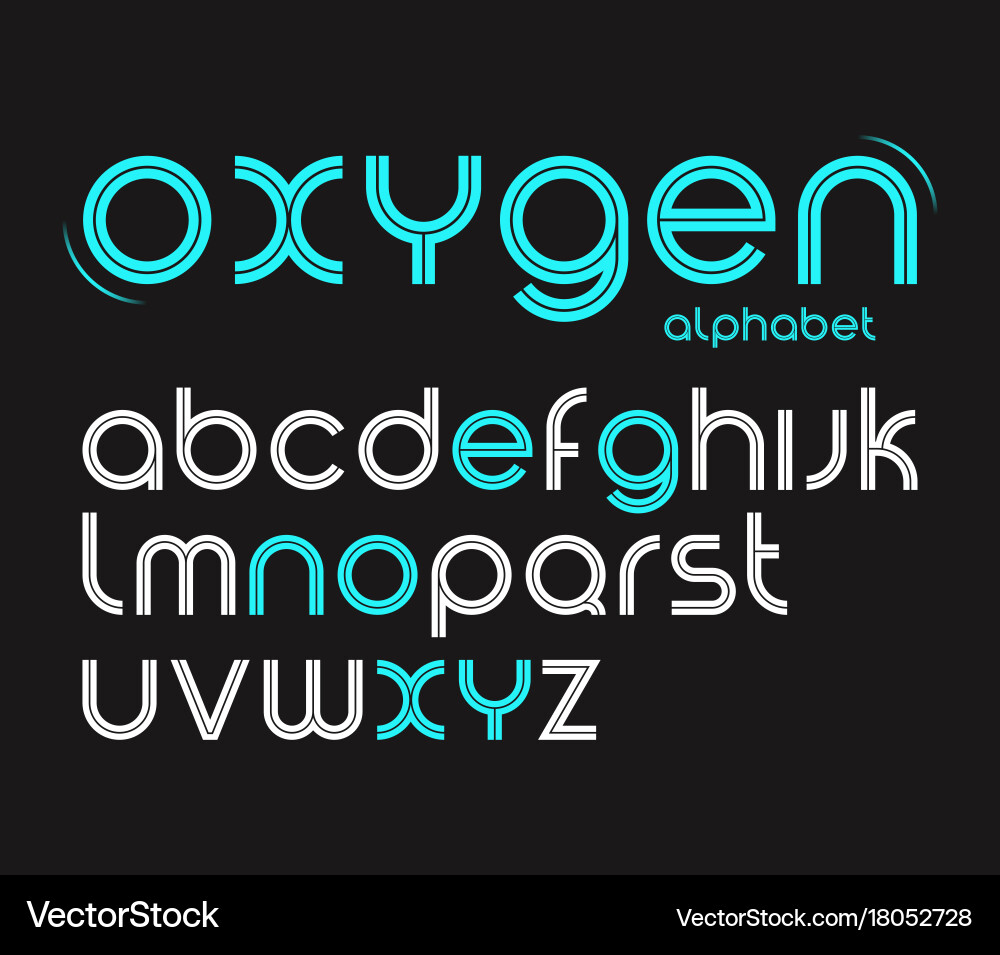 Round style minimalistic font alphabet Royalty Free Vector