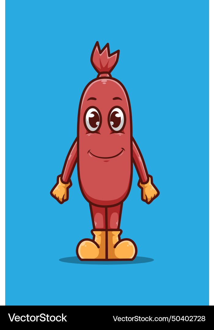 Smile sausage cartoon Royalty Free Vector Image