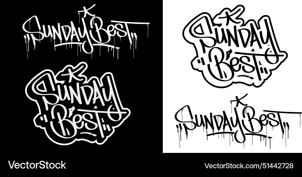 Sunday best graffiti tags Royalty Free Vector Image
