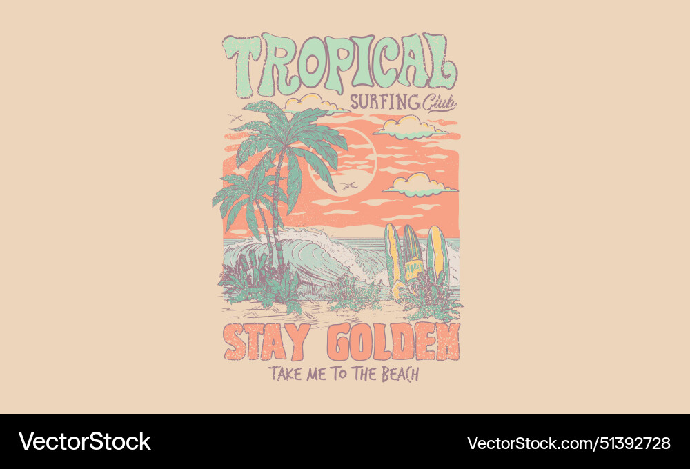Tropical island print design Royalty Free Vector Image