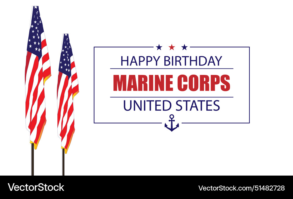Us marine corps birthday with inspiring text flag Vector Image