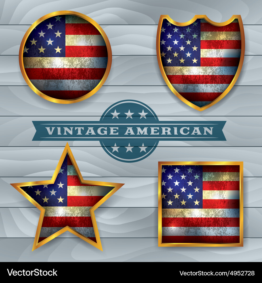 Vintage American Flag Badges Royalty Free Vector Image