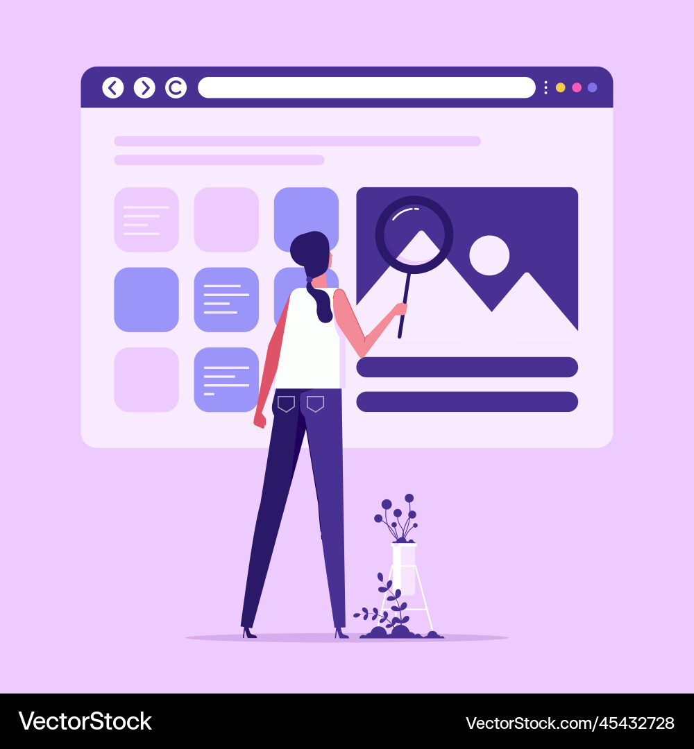 Woman Using Search Engine Royalty Free Vector Image